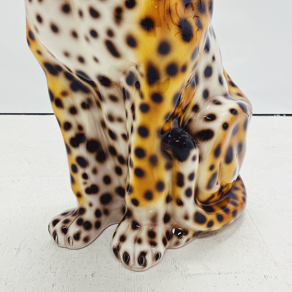 Leopard Statue in Ceramic from Ceramiche Boxer for sale at Pamono