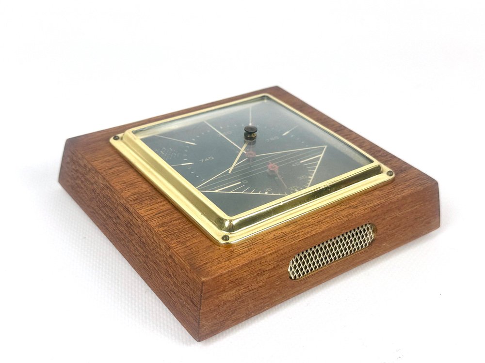 Danish Teak & Brass Weather Station, 1960s for sale at Pamono