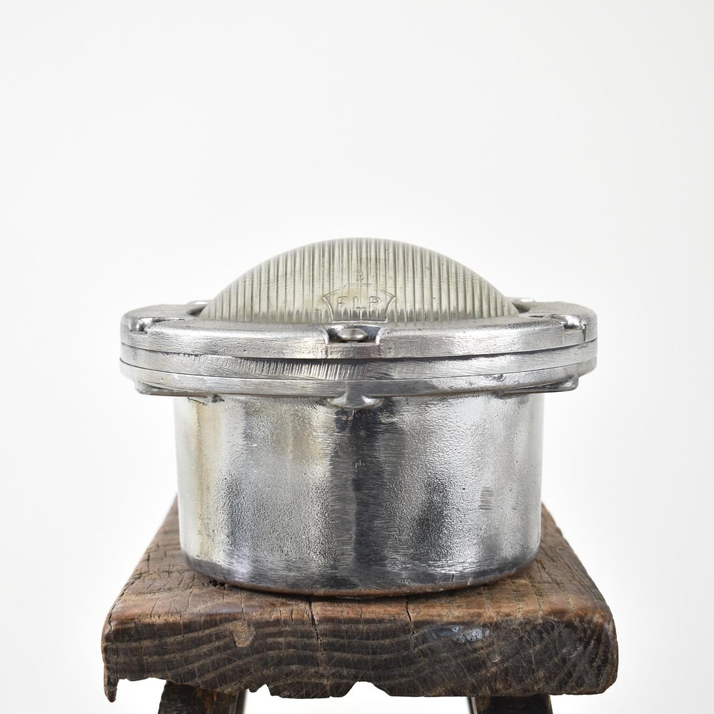 Original Polished Holophane Bulkhead Light, 1940s for sale at Pamono
