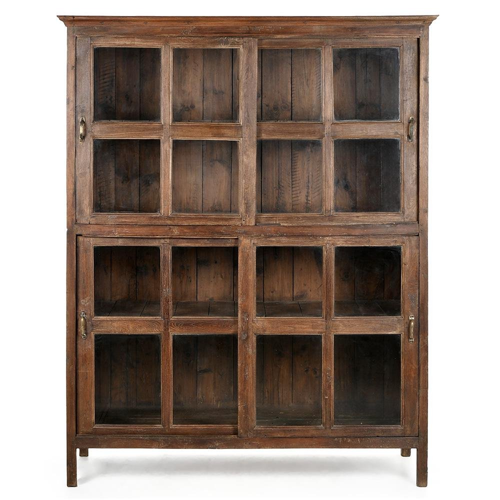 Large Solid Wood Display Case with Sliding Doors for sale at Pamono