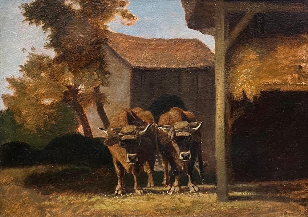 Anna Abys-Lotz, Oxen, Oil on Canvas for sale at Pamono