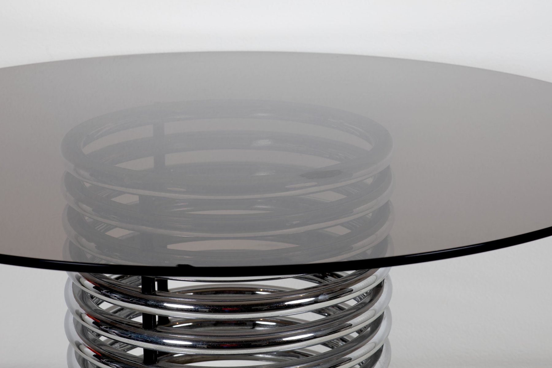 Round Glass Dining Table for sale at Pamono