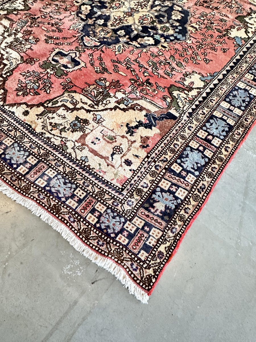 Middle Eastern Handwoven Pink Tabriz Rug with Heriz Pattern, 1960s for ...