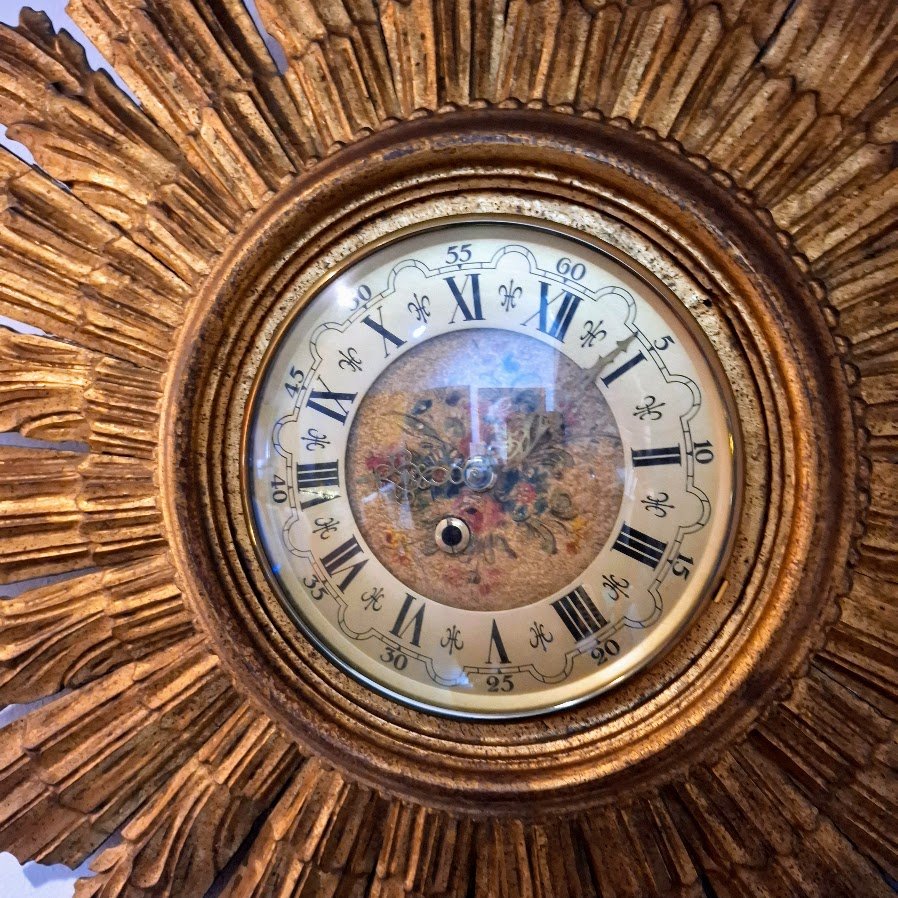 Wooden Wall Clock, 1960s for sale at Pamono