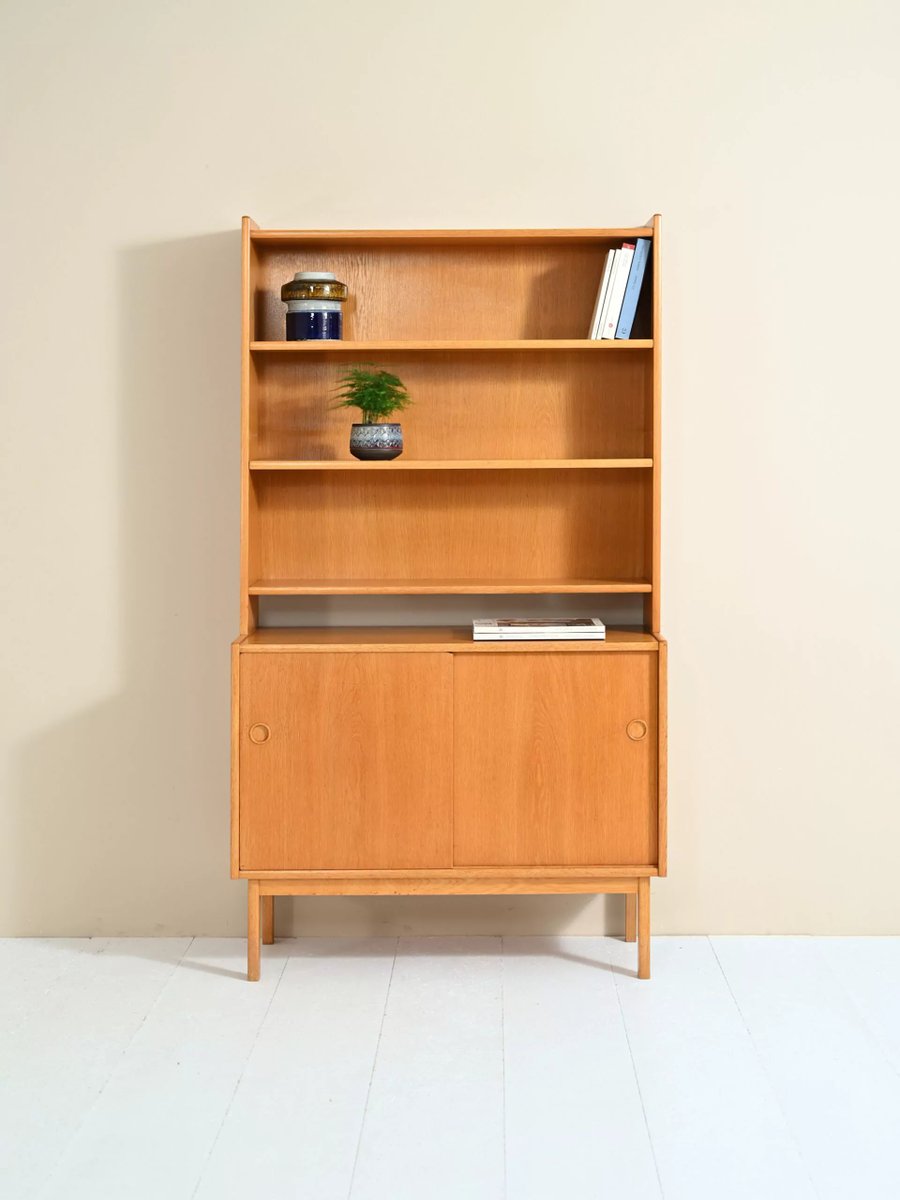 Vintage Scandinavian Bookcase in Oak, 1960s for sale at Pamono