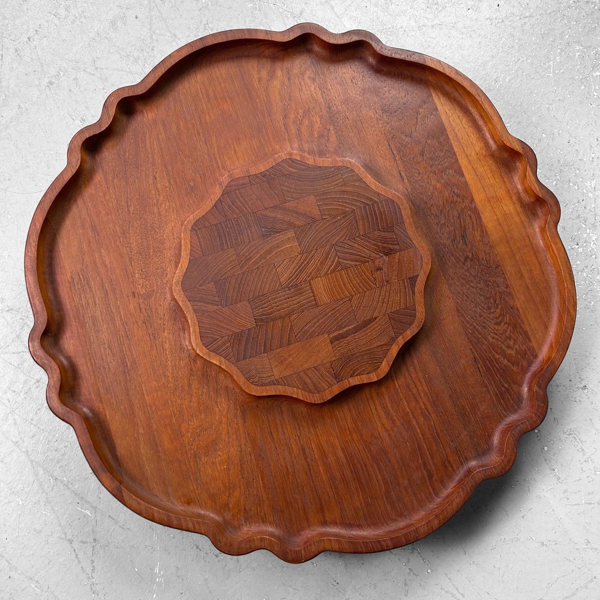 Vintage Lazy Susan Rotating Tray in Teak from Nissen, Denmark, 1960s ...