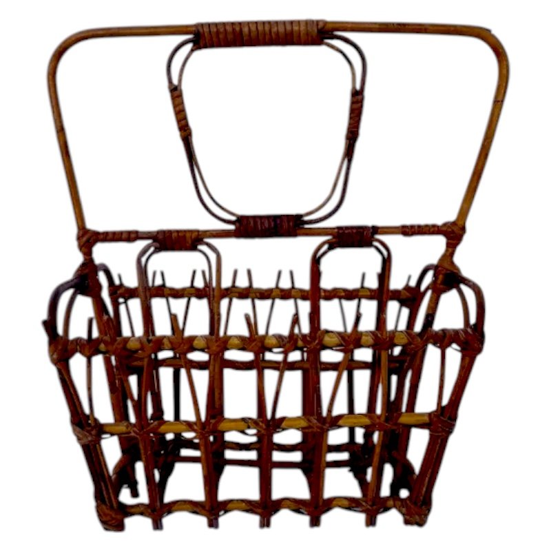 Mid-Century Spanish Wicker Magazine Rack for sale at Pamono