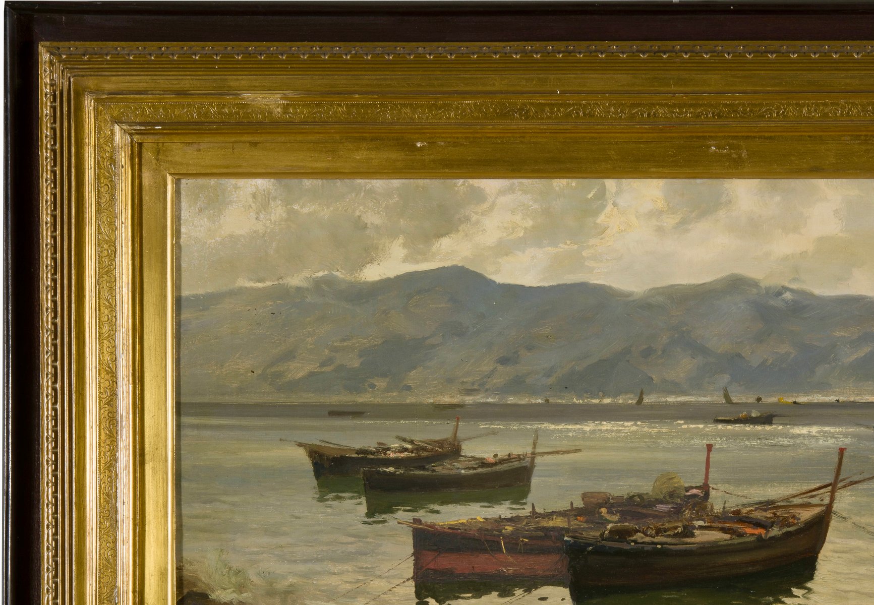 Period Italian Neapolitan Signed Marine Landscape for sale at Pamono