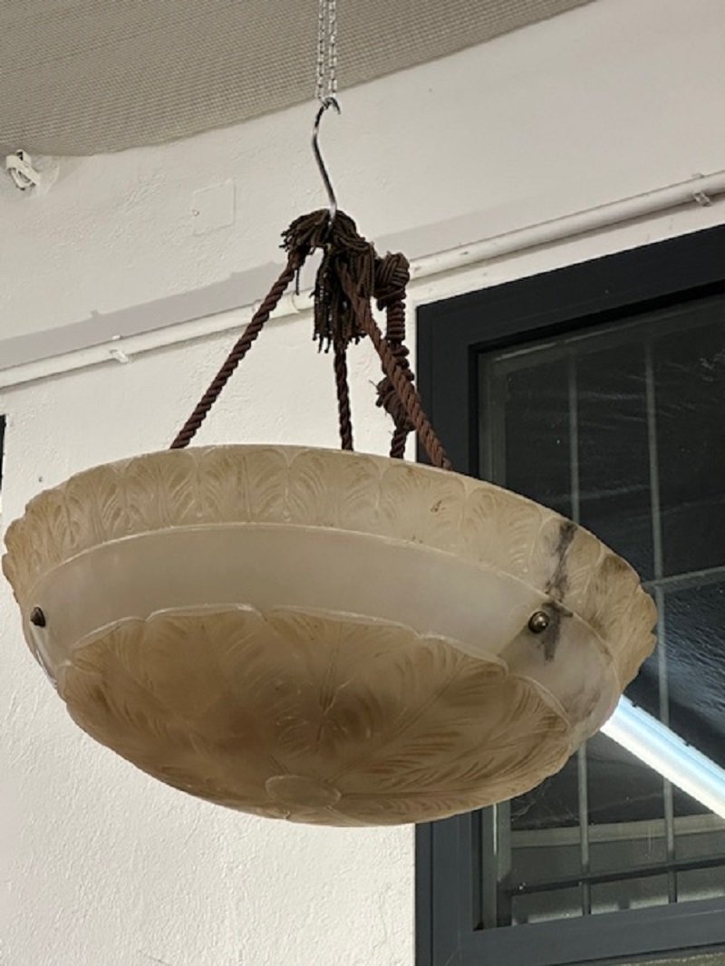 Half Sphere Alabaster Chandelier, 1900s for sale at Pamono