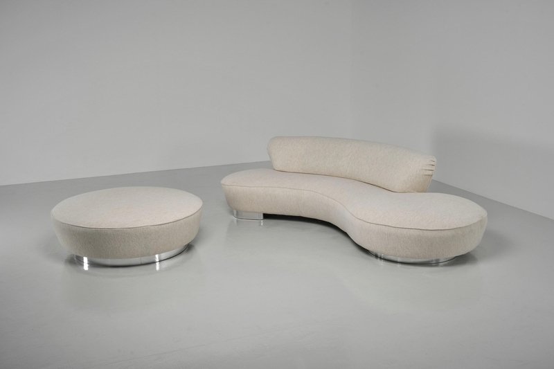 Serpentine Sofa and Poof by Vladimir Kagan, USA, 1990s, Set of 2 for ...