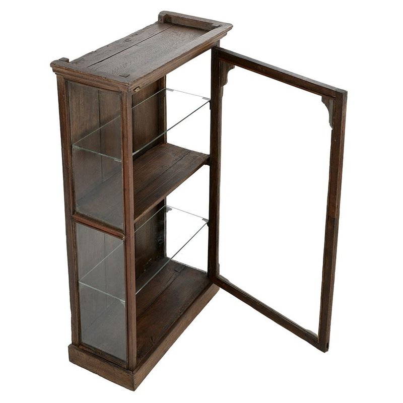 Wooden Wall Display Case with Shelves for sale at Pamono