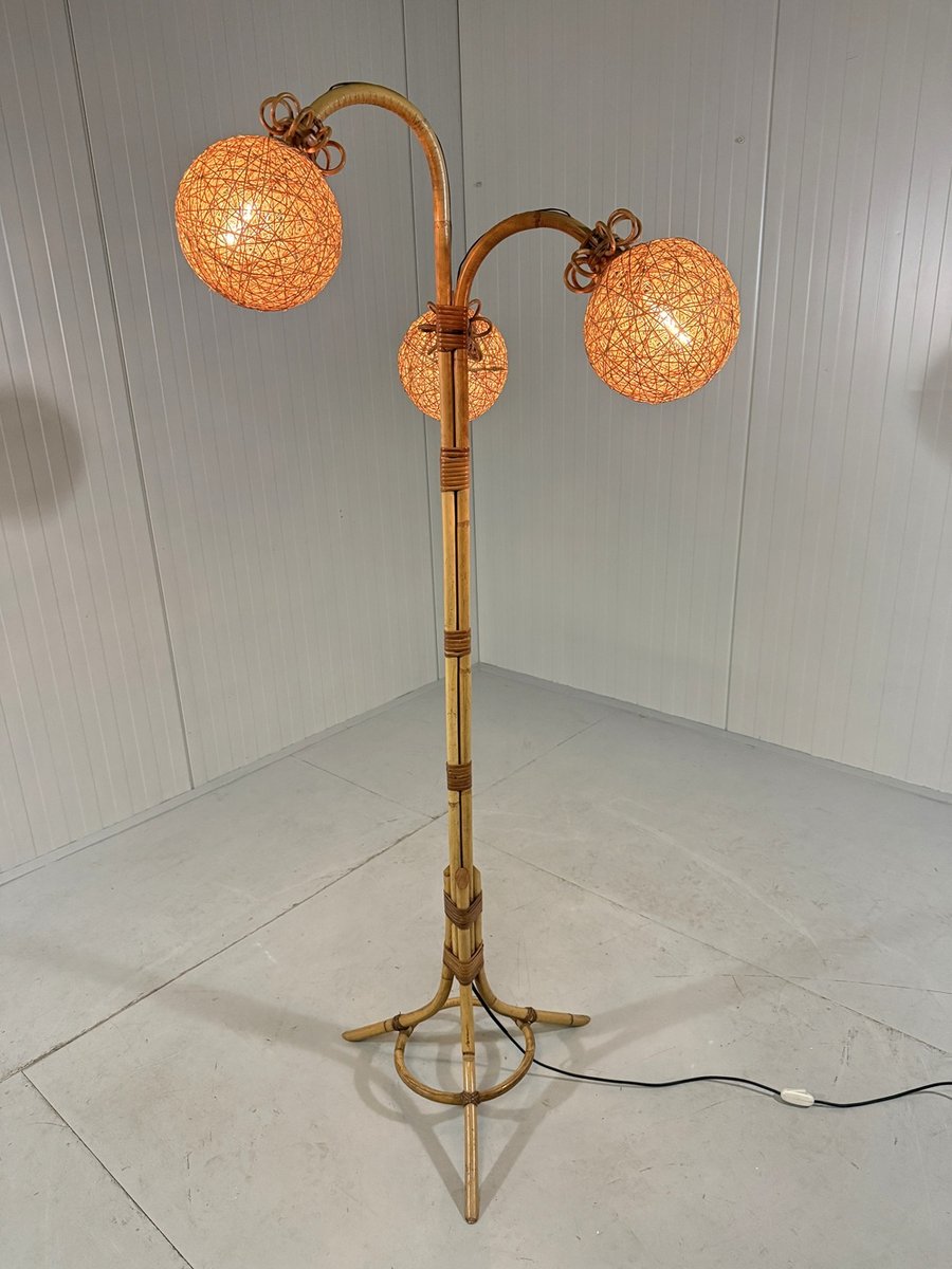 Rattan Floor Lamp, 1950s for sale at Pamono