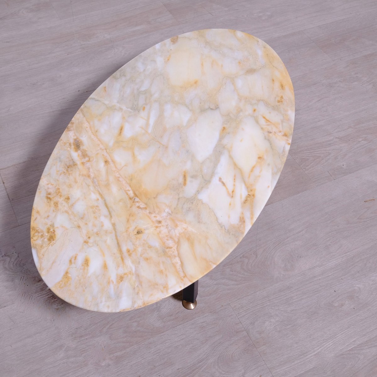 Low Oval Marble Coffee Table with Removable Metal Structure and Feet for sale at Pamono