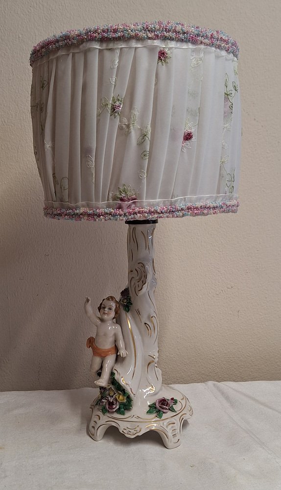 German Dresden Style Table Lamp with Figural Porcelain Base and ...