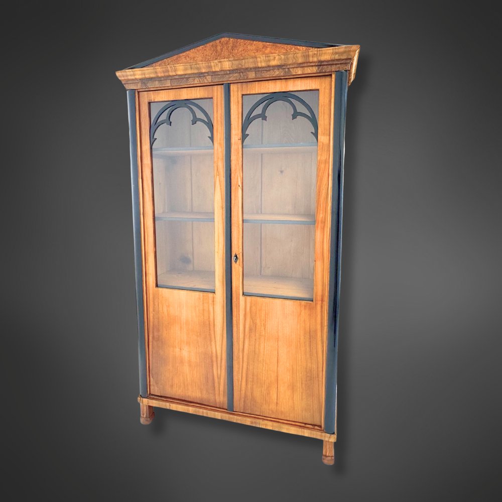 Biedermeier Walnut Display Cabinet with Pointed Gable for sale at Pamono