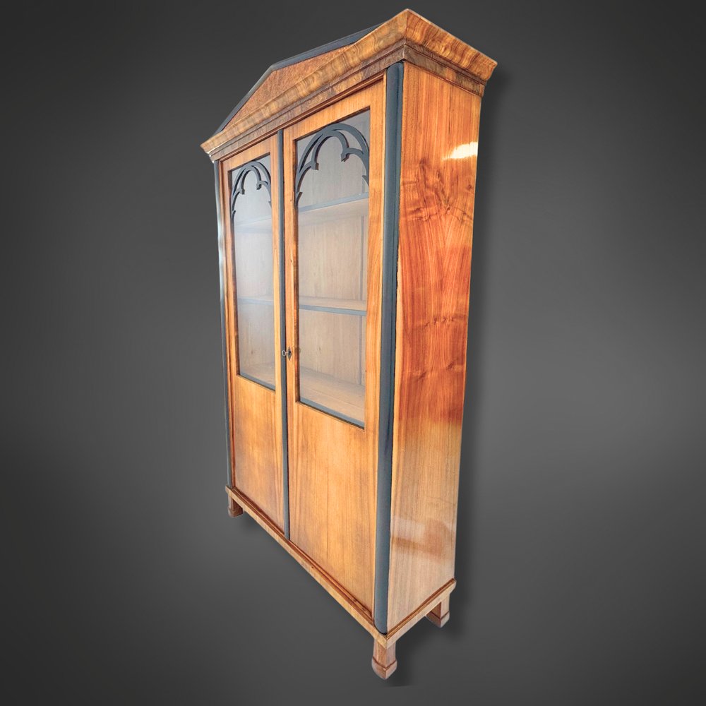 Biedermeier Walnut Display Cabinet with Pointed Gable for sale at Pamono