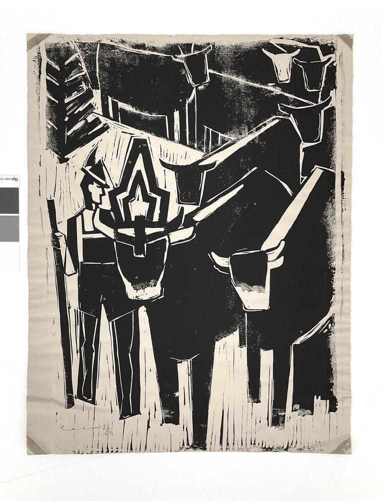 Walter Kalot, Almabtrieb, Linocut, 1964 for sale at Pamono