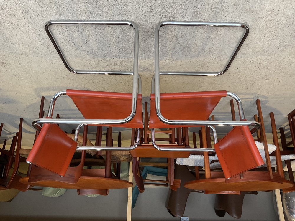 Poltrone da pranzo cantilever vintage in pelle di Mart Stam & Marcel Breuer per Fasem, 1983 in ...