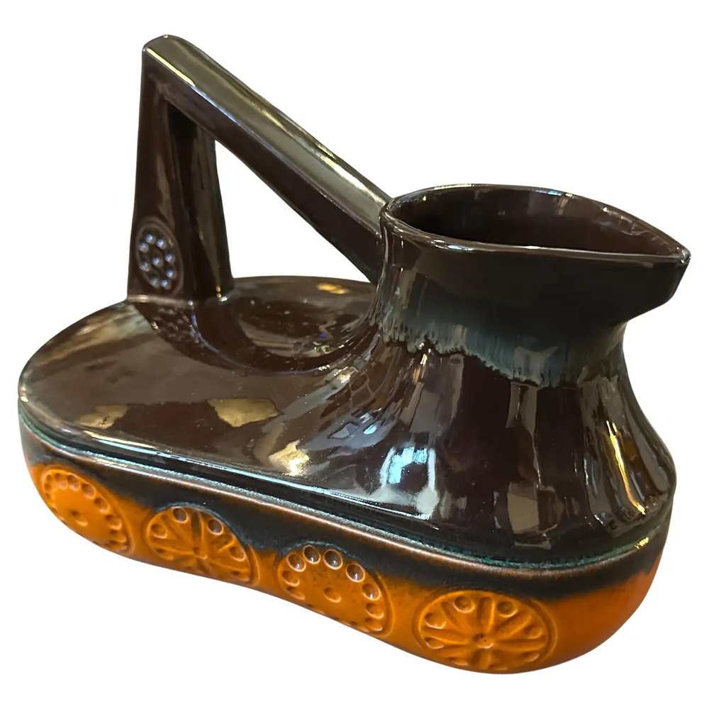 Modern West German Jug in Fat Lava Brown and Orange Ceramic, 1970s for ...