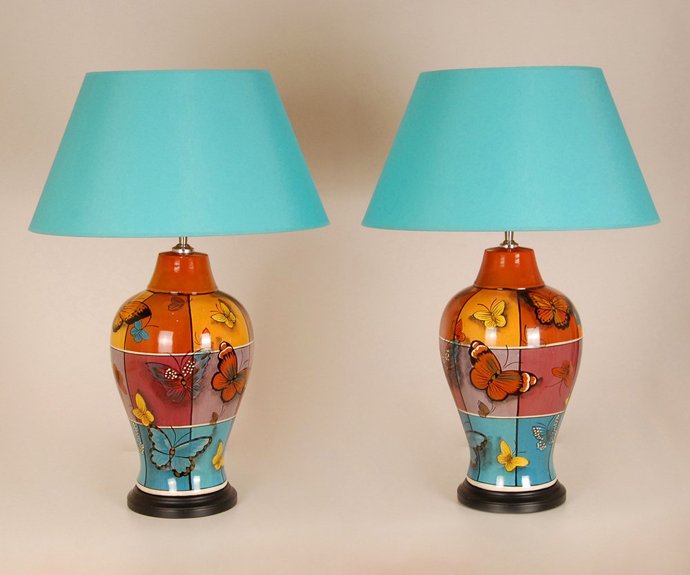 French Modern Ceramic Butterflies Table Lamps, 1990s, Set of 2 for sale ...