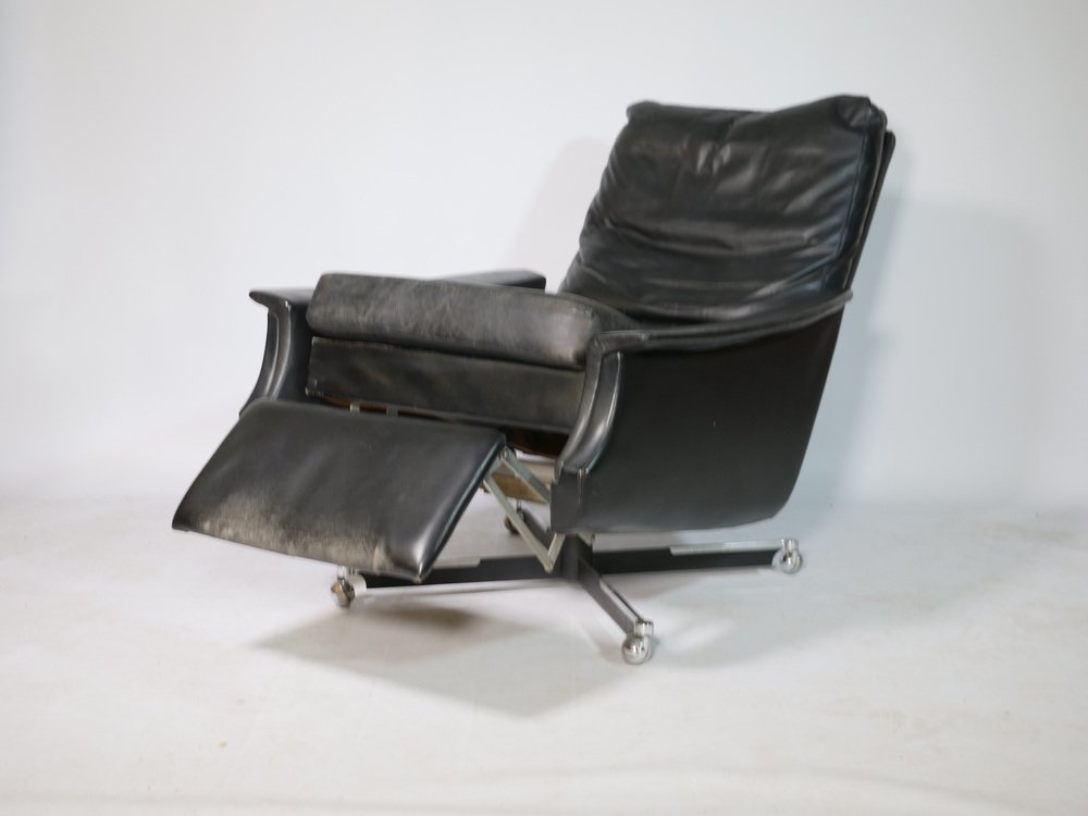 Vintage Lounge Chair with Double Folding Function in Leather by Hans ...