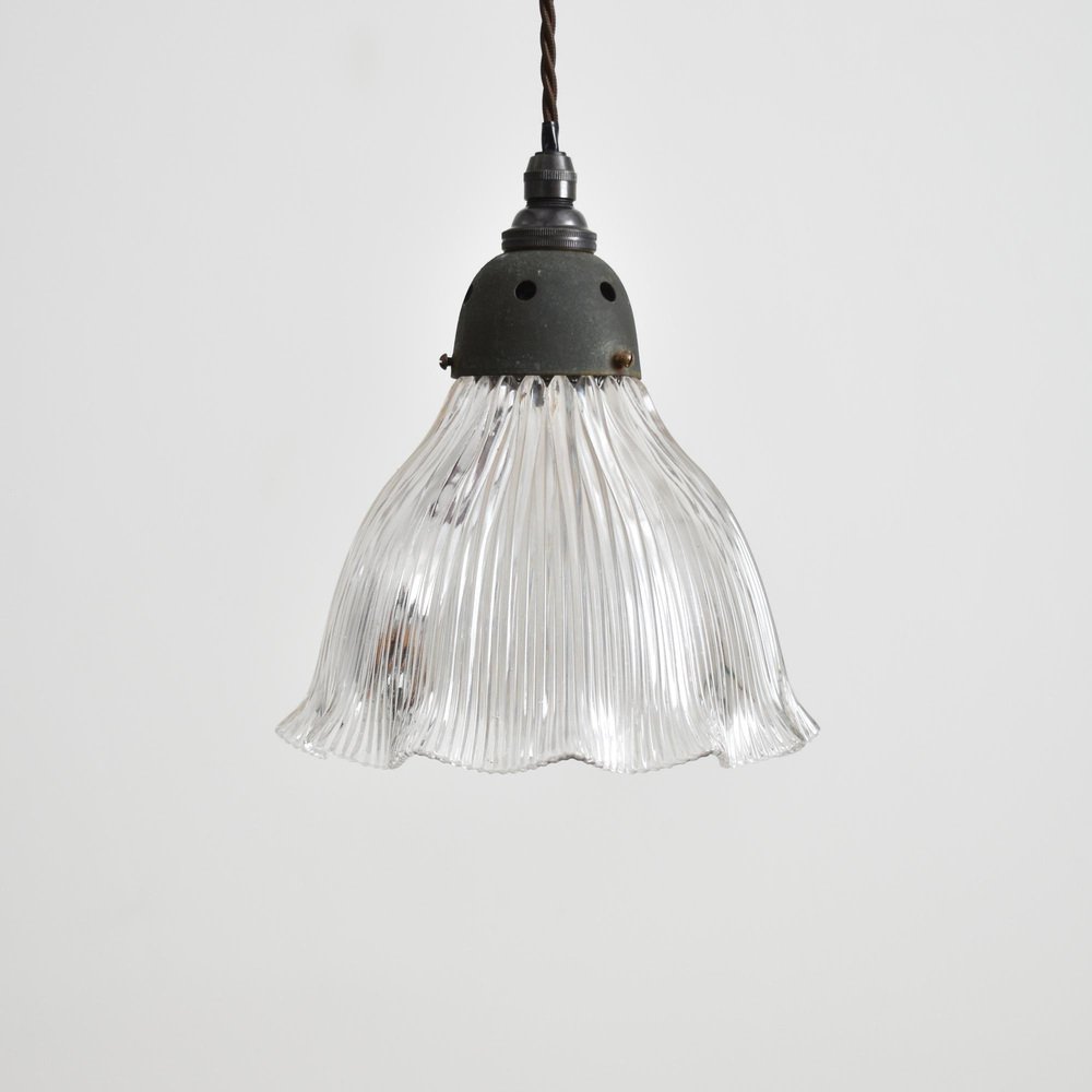 Glass Pendant Light from Holophane, 1940s for sale at Pamono