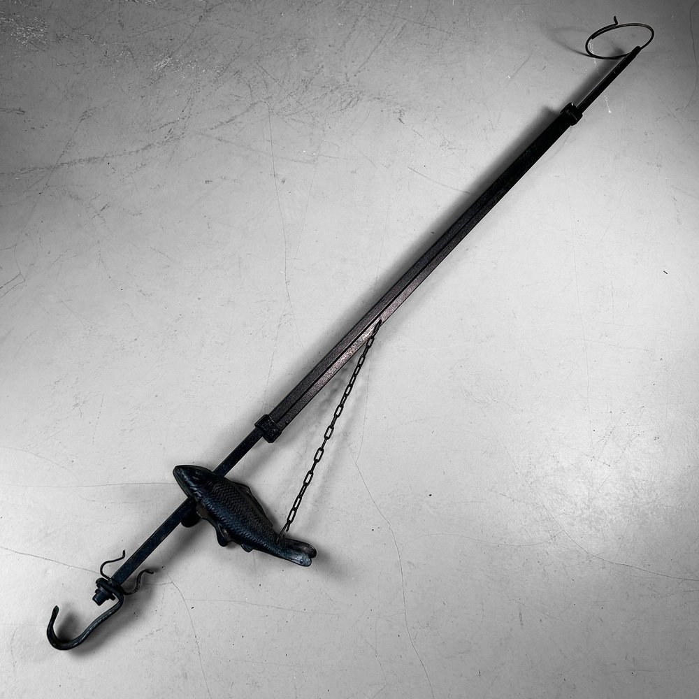 Antique Japanese Adjustable Hearth Hook with Koi Carp Decoration, 1890s for sale at Pamono