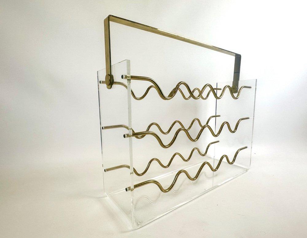 Hollywood Regency Acrylic Wine Rack attributed to David Lange, 1975 for ...