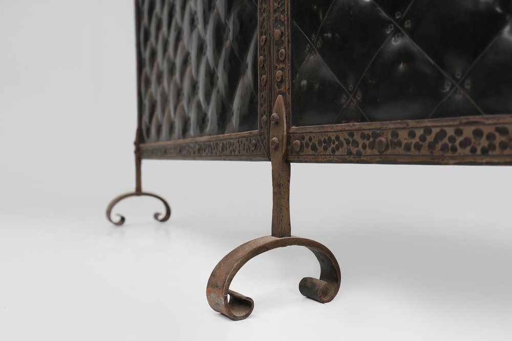 French Art Deco Wrought Iron Fireplace Screen, 1890s for sale at Pamono