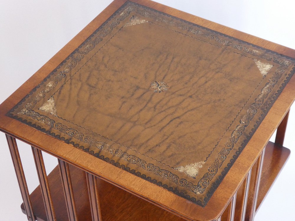 Victorian Revolving Bookcase with Leather, Antique Storage Cabinet for ...