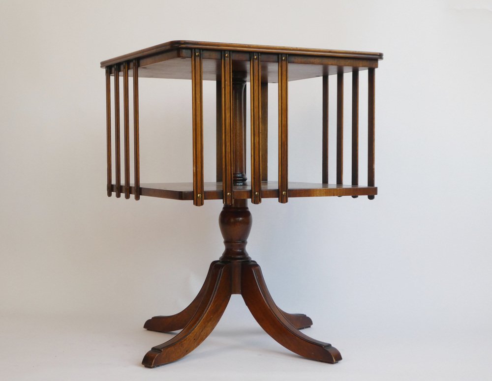 Victorian Revolving Bookcase with Leather, Antique Storage Cabinet for ...