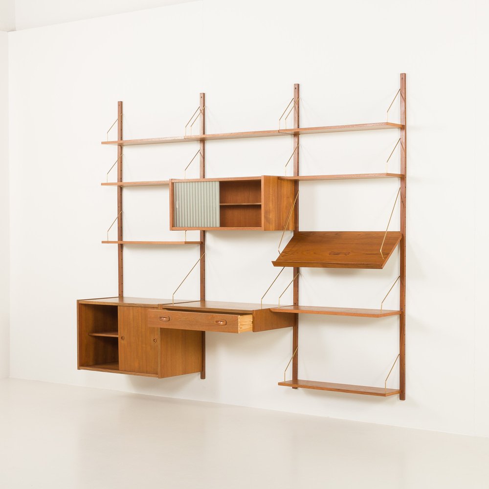 Scandinavian Teak Wall Unit with Desk by Preben Sorensen for PS Systems ...