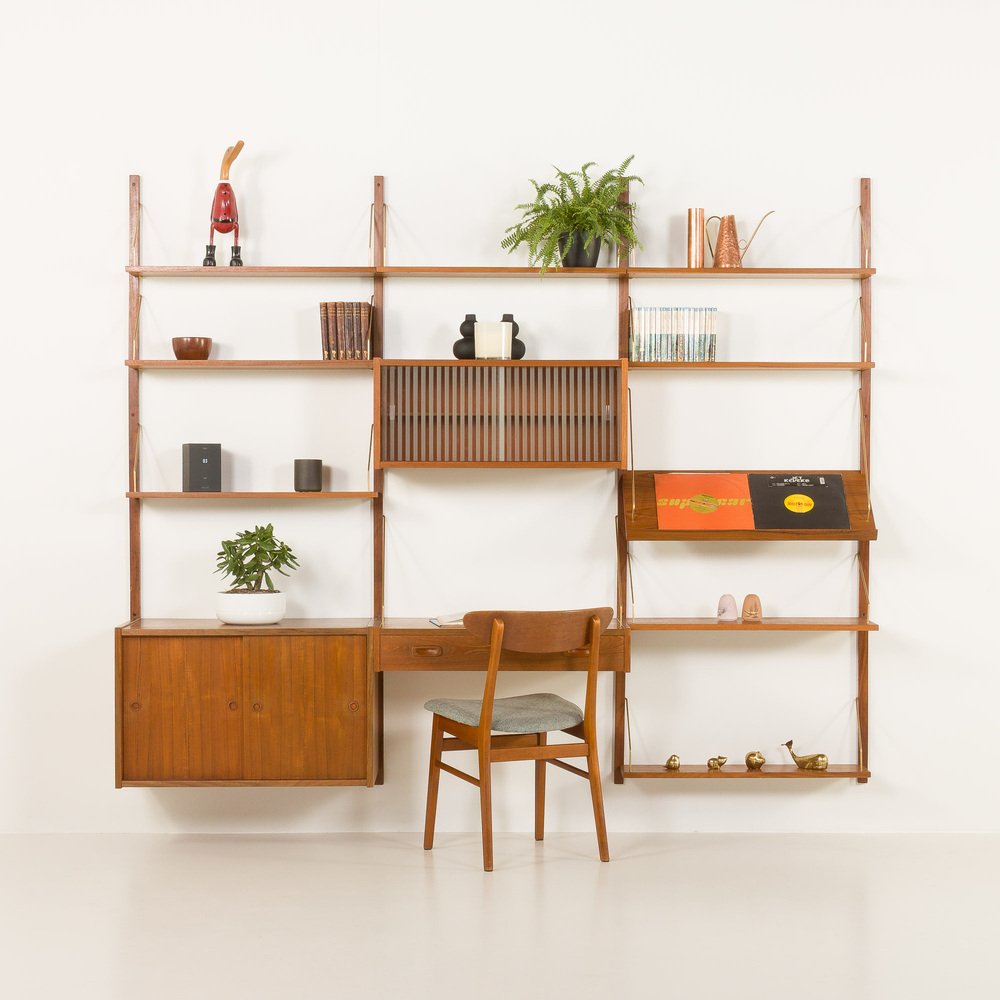 Scandinavian Teak Wall Unit with Desk by Preben Sorensen for PS Systems ...