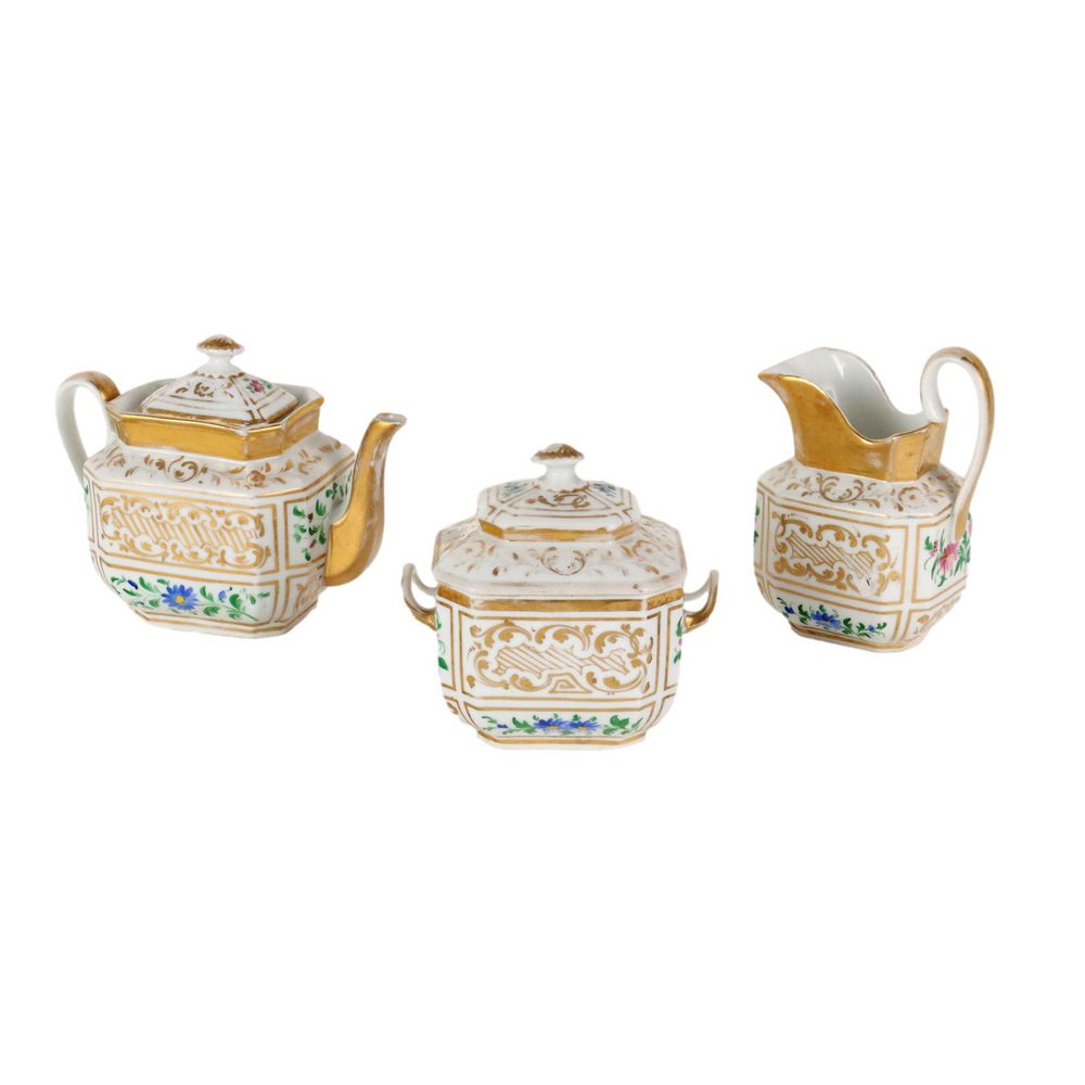 Antique Tea Set in White Porcelain, Europe, 19th Century, Set of 3 for ...
