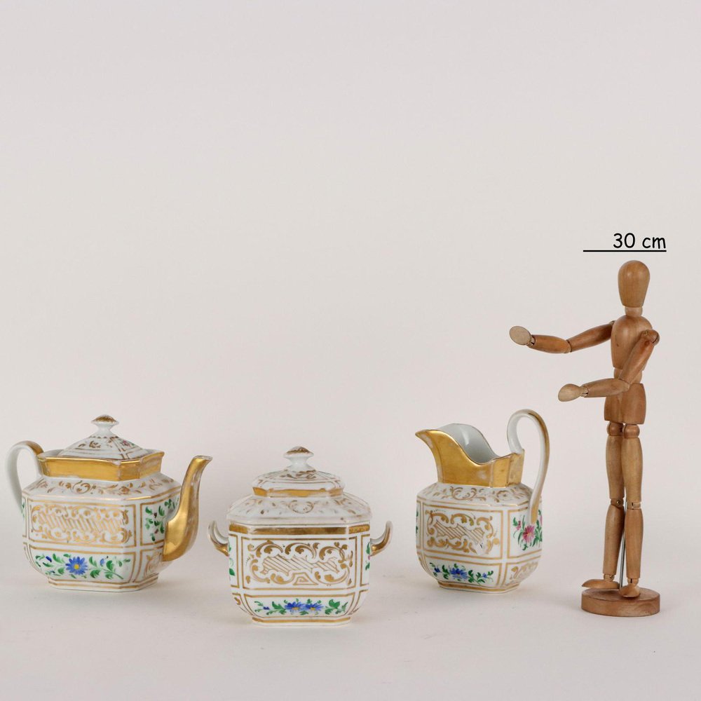 Antique Tea Set in White Porcelain, Europe, 19th Century, Set of 3 for ...
