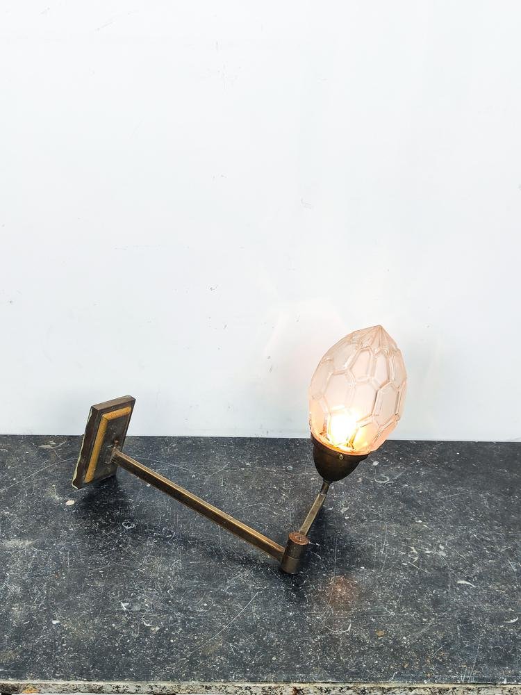 Dutch Hinged Brass Honey Comb Glass Wall Sconce, 1890s for sale at Pamono