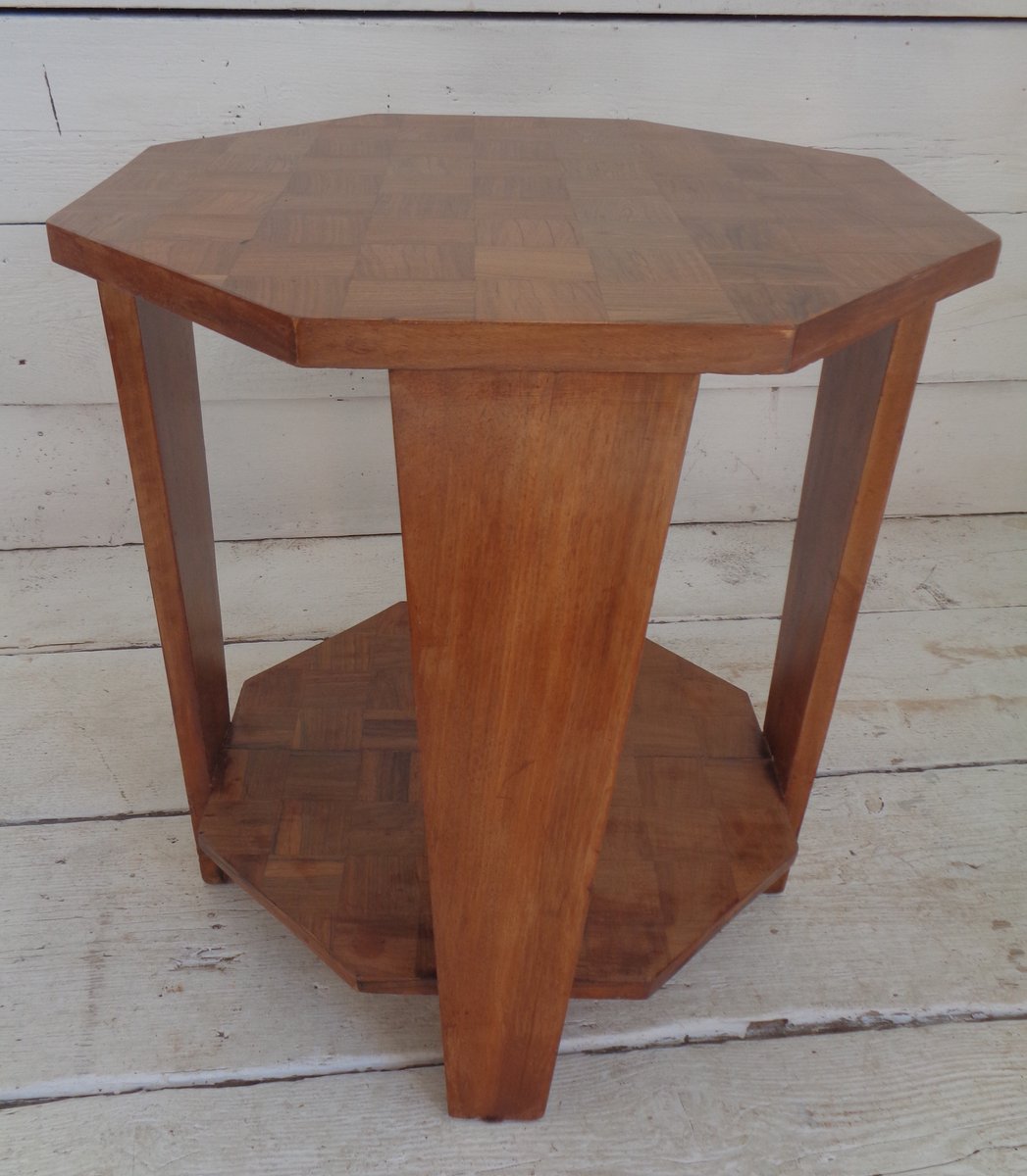 Art Deco Octagonal Walnut Coffee Table with Checkered Top, 1940s for ...