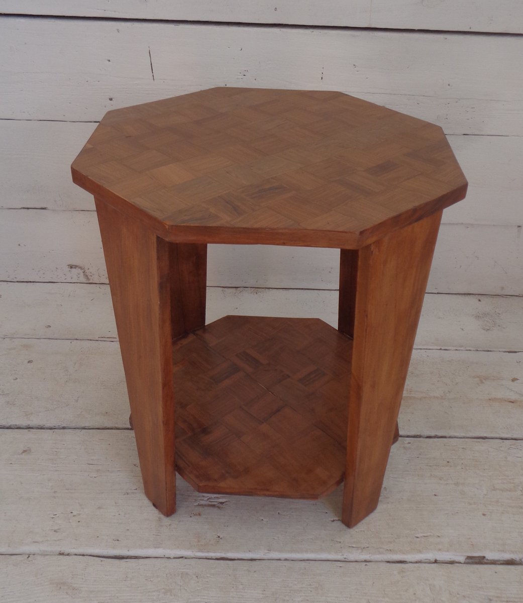 Art Deco Octagonal Walnut Coffee Table with Checkered Top, 1940s for ...