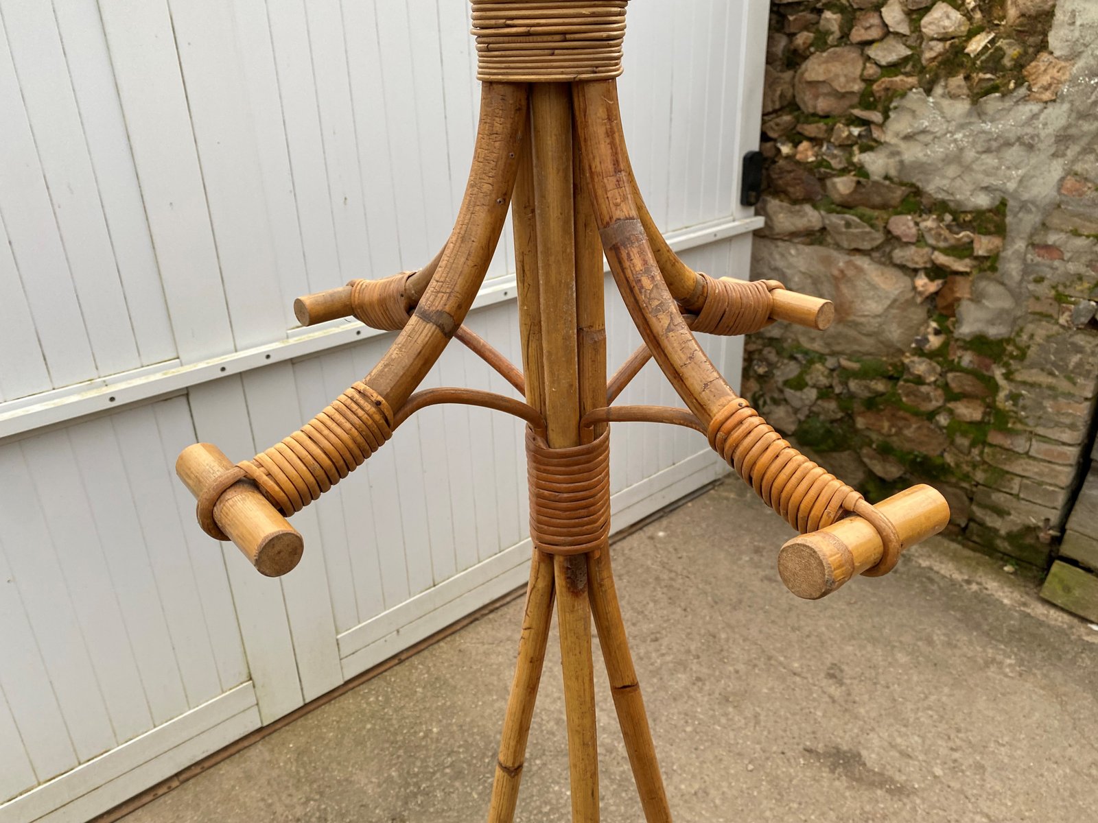 Vintage Rattan Coat Rack, 1970s for sale at Pamono