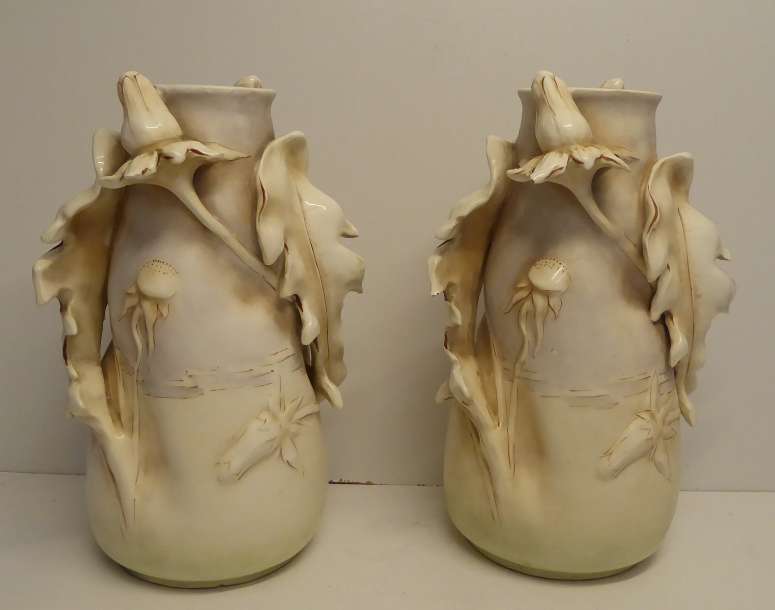 Art Nouveau Porcelain Thistles Vases attributed to Amphora / Riessner ...