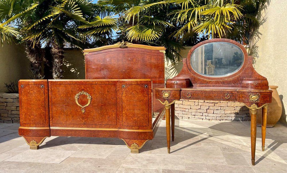 Neoclassical Bedside Table and Dressing Table, 1940s for sale at Pamono