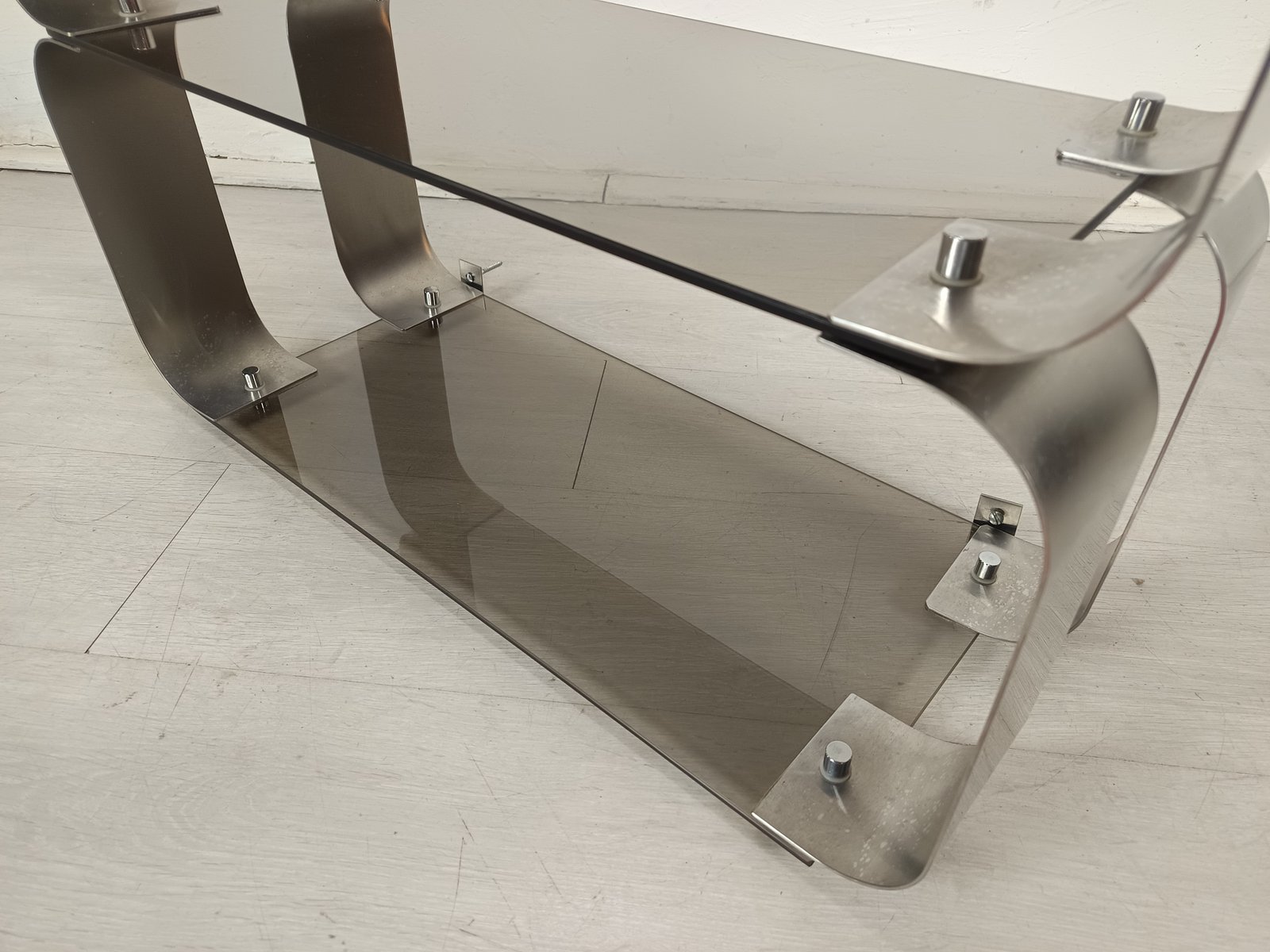 Stainless Steel Design Shelf by Donald Singer, 1970s for sale at Pamono
