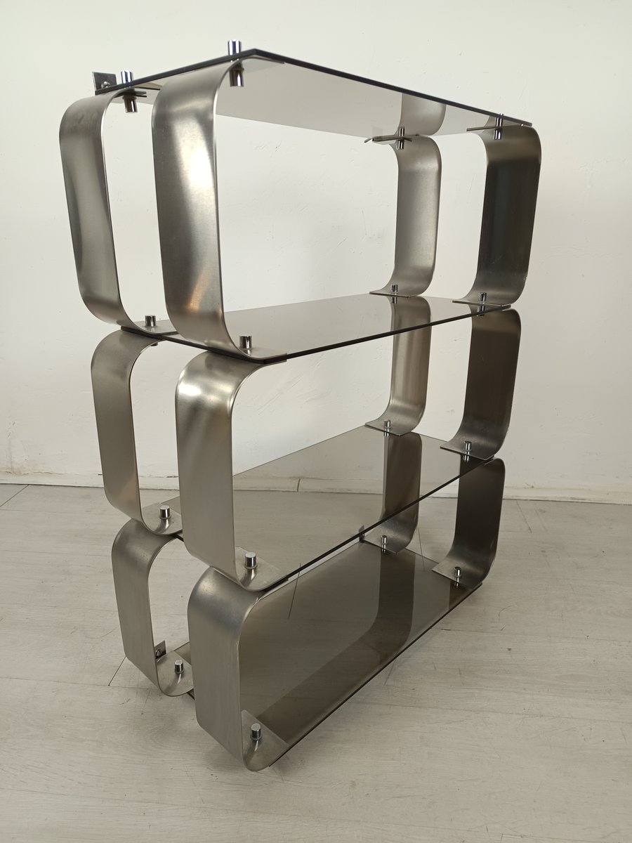 Stainless Steel Design Shelf by Donald Singer, 1970s for sale at Pamono