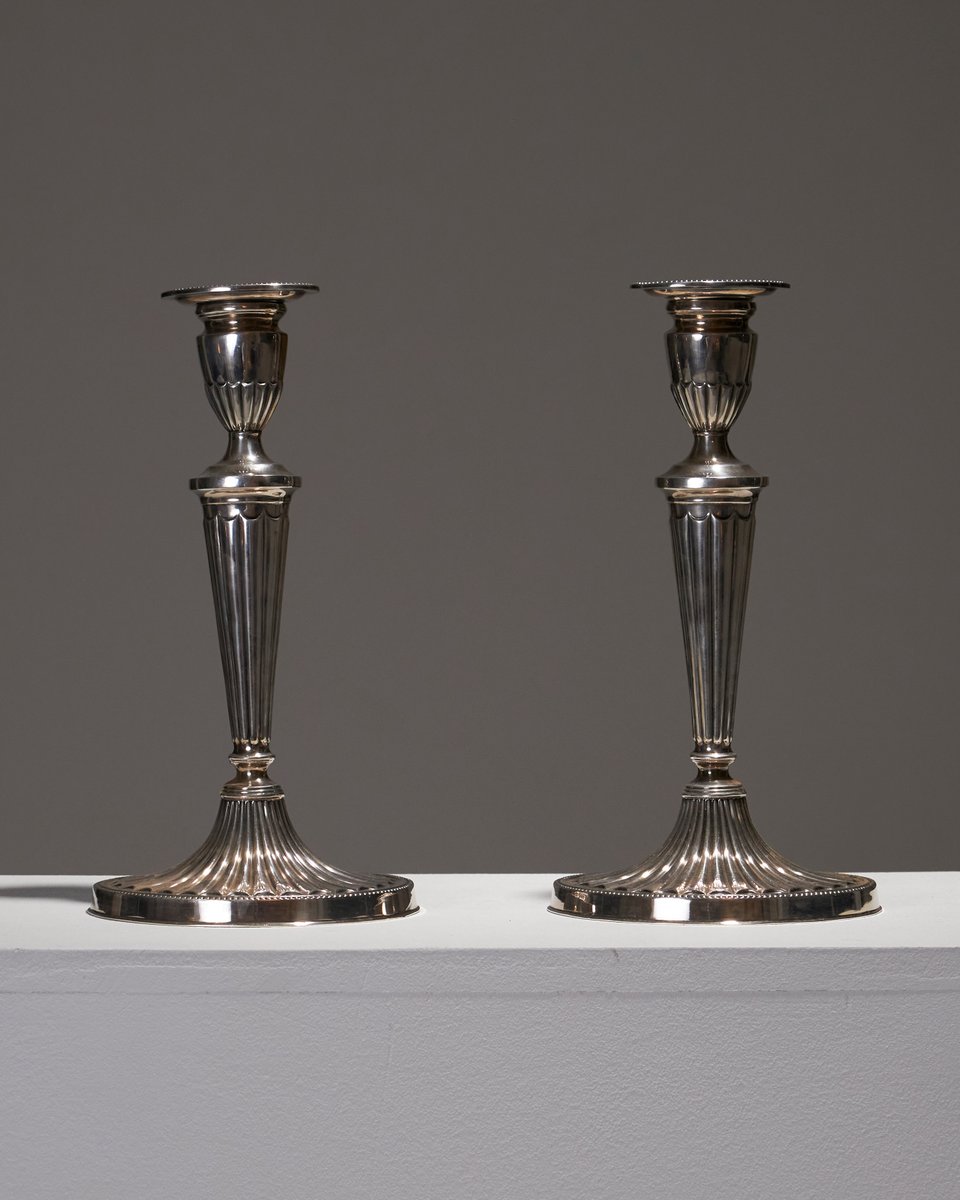 Silver Metal Torch Holders, 1920s, Set of 2 for sale at Pamono