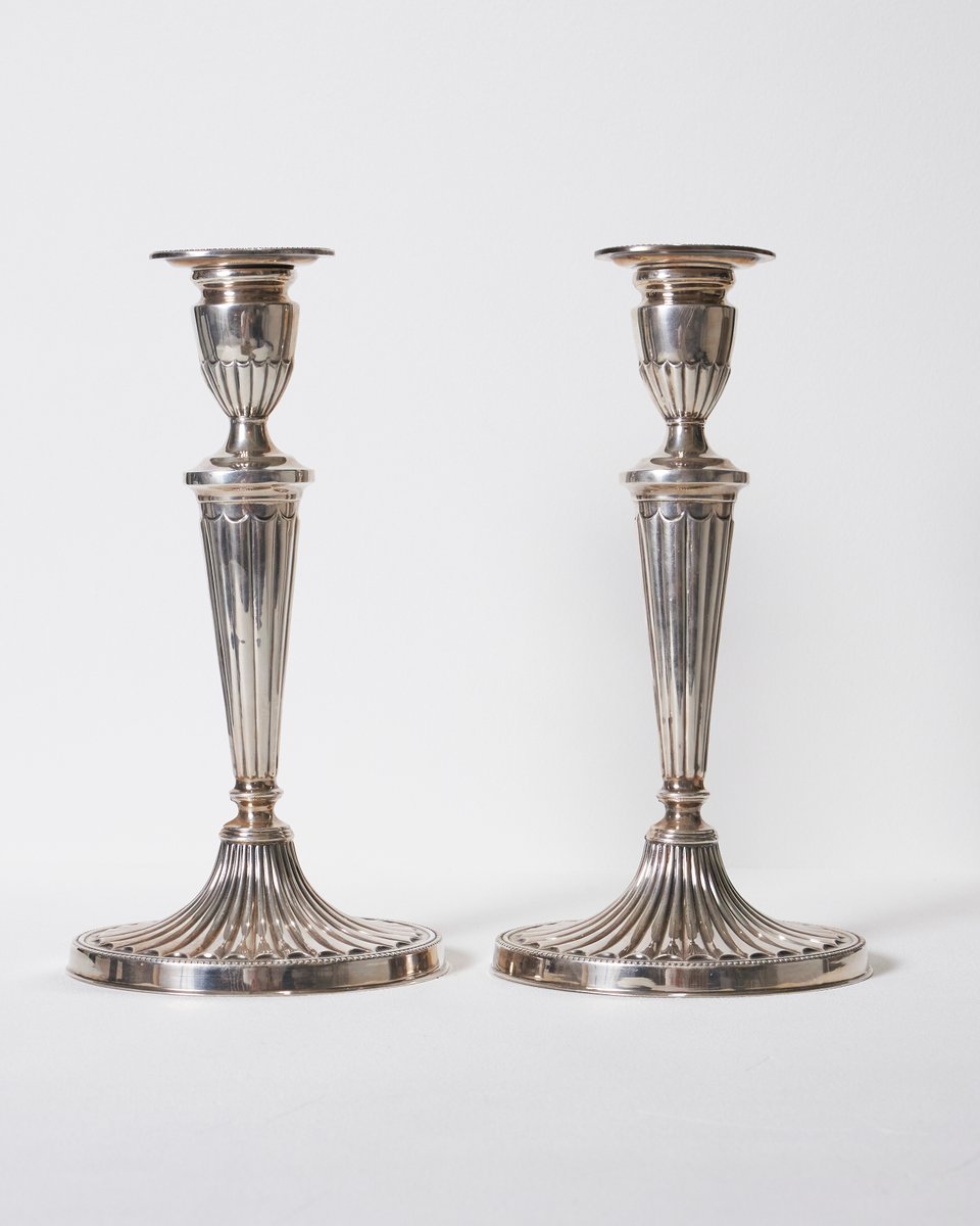 Silver Metal Torch Holders, 1920s, Set of 2 for sale at Pamono