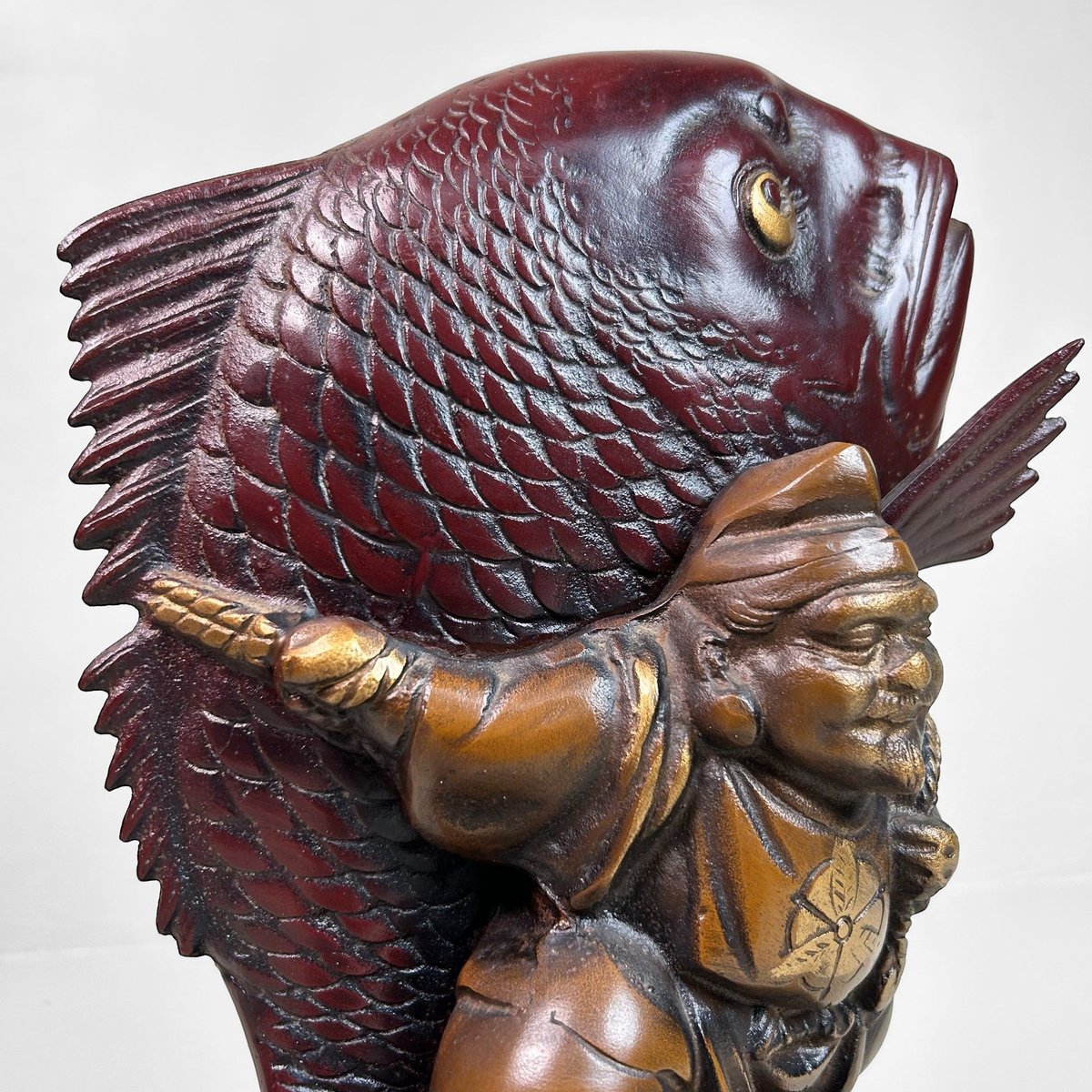 Taishō Cast Iron Statue of Ebisu with Sea Bream, Japan, 1920s for sale ...