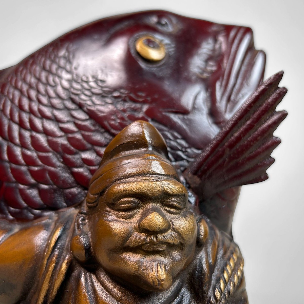 Taishō Cast Iron Statue of Ebisu with Sea Bream, Japan, 1920s for sale ...
