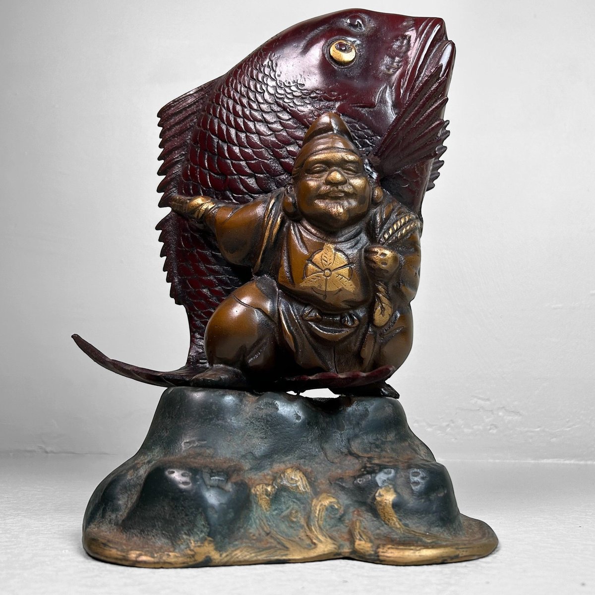 Taishō Cast Iron Statue of Ebisu with Sea Bream, Japan, 1920s for sale ...