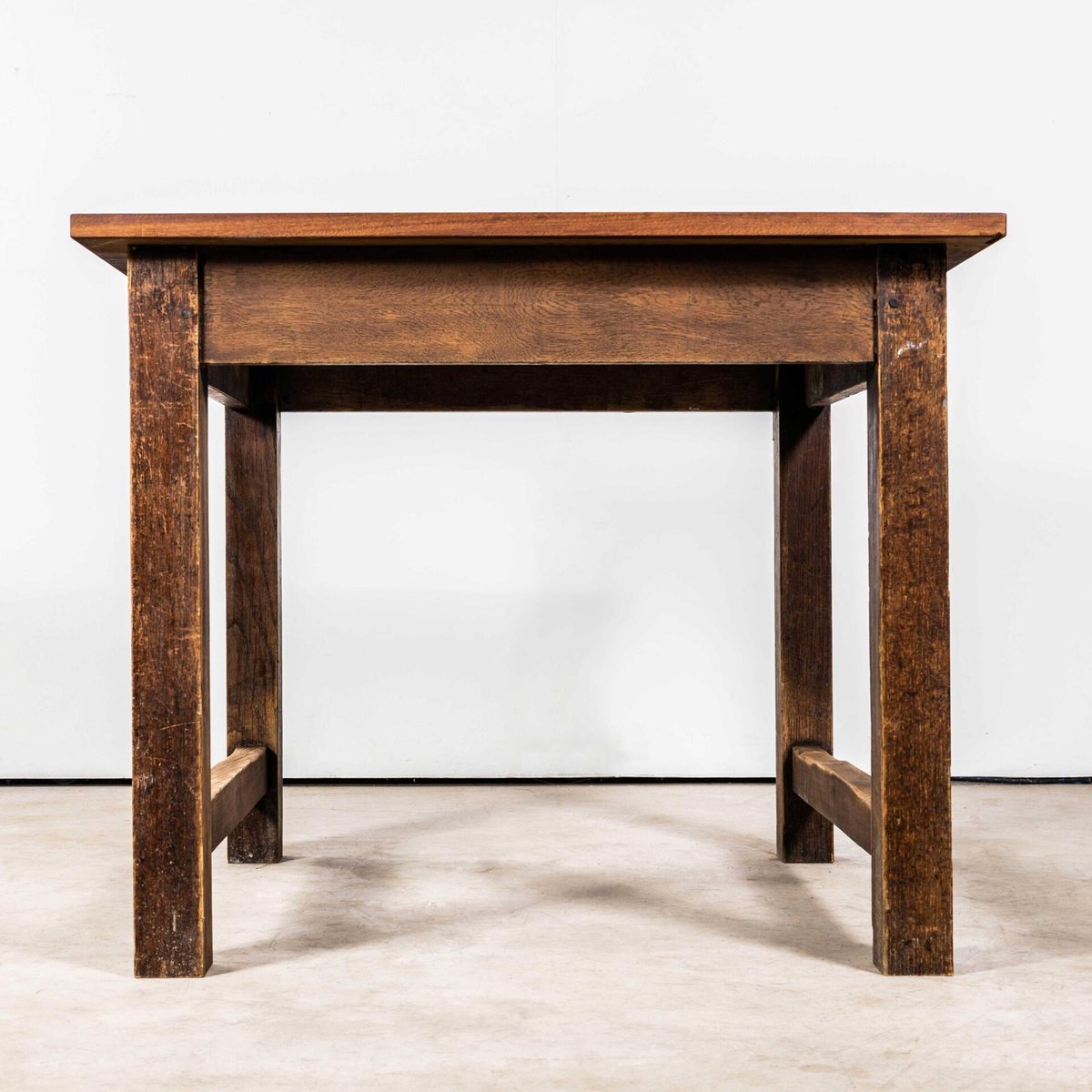 Vintage English Oak and Iroko School Table, 1950s for sale at Pamono