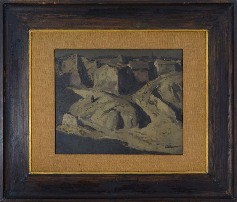 Miguel Ángel Echauri, Village Landscape with Figure, Oil on Canvas for ...